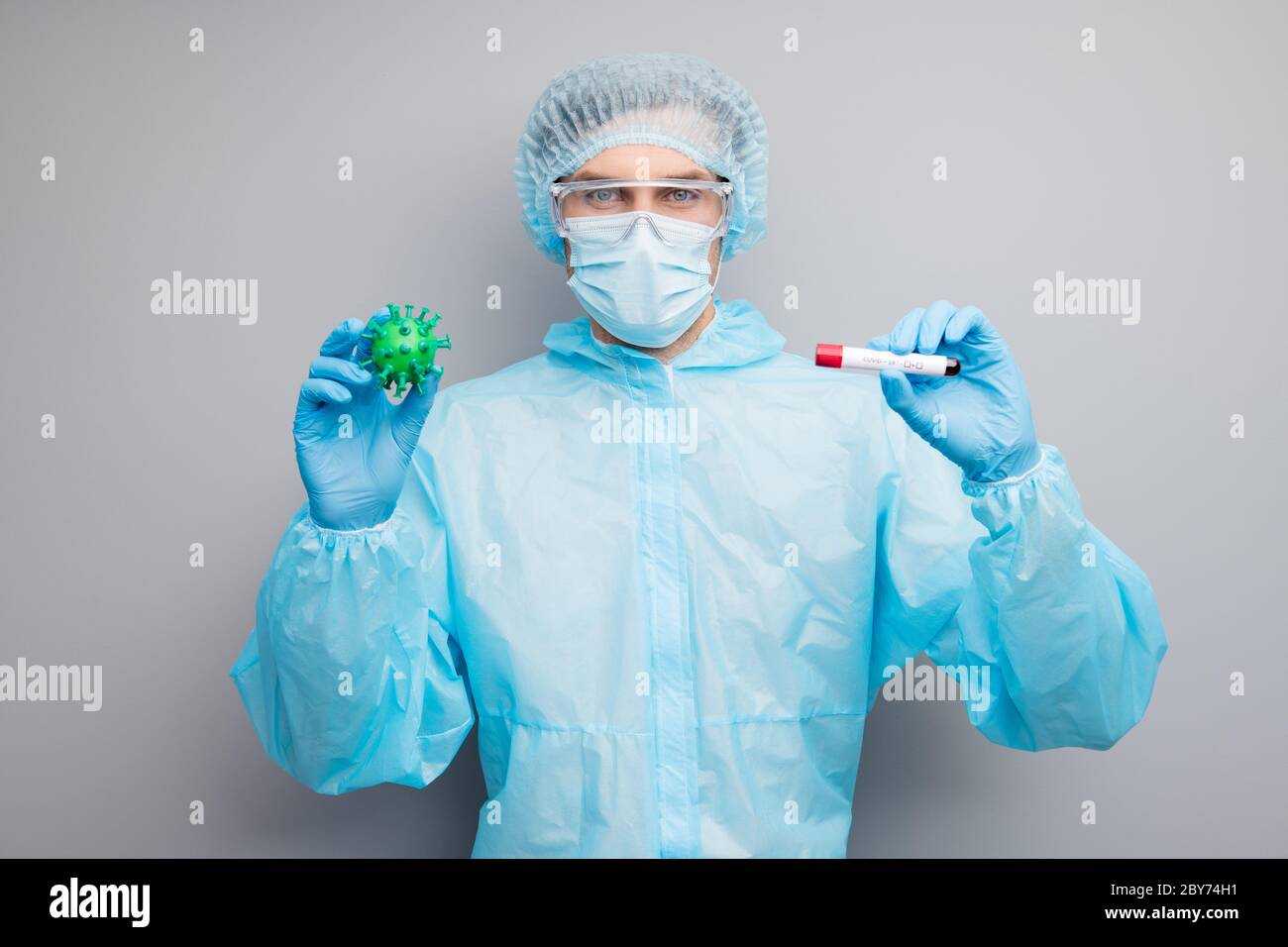 Photo of guy expert virology center hold covid bacteria virus vaccine ...