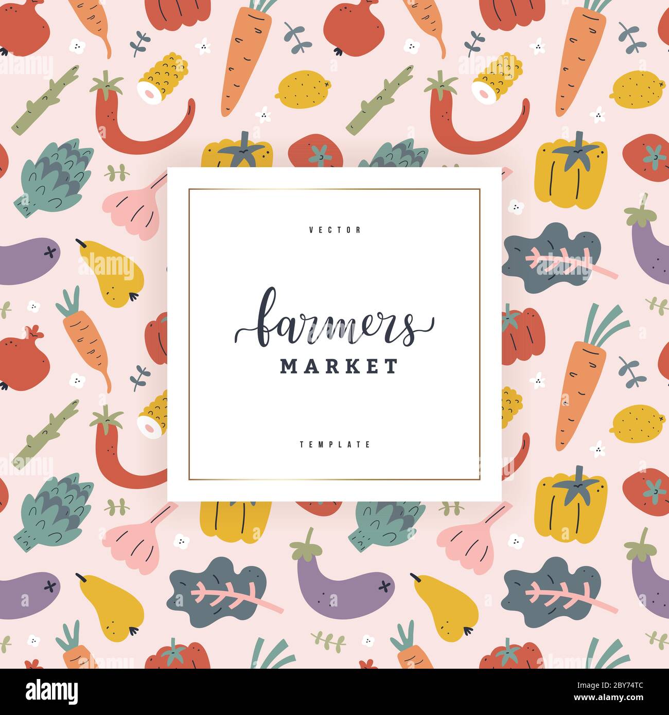 Vegetable card or restaurant menu cover design, vector template with ...