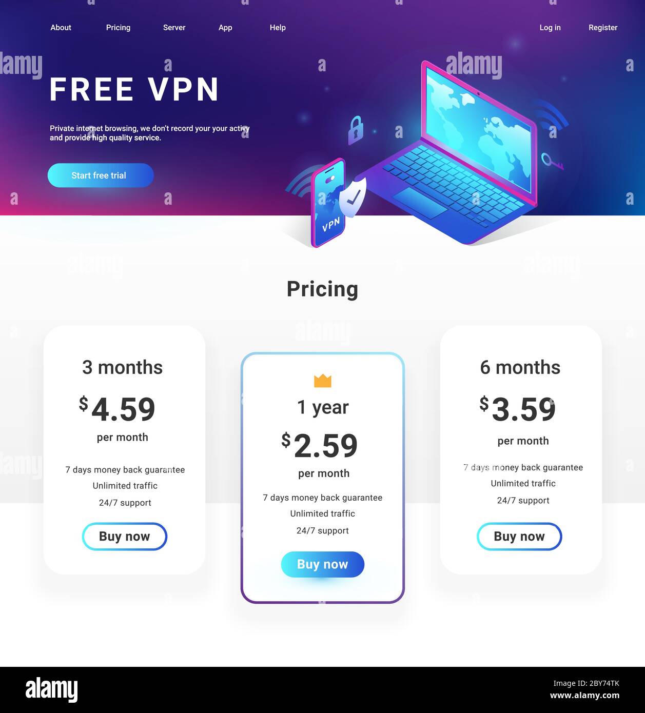 Digital landing page Stock Vector Images - Alamy