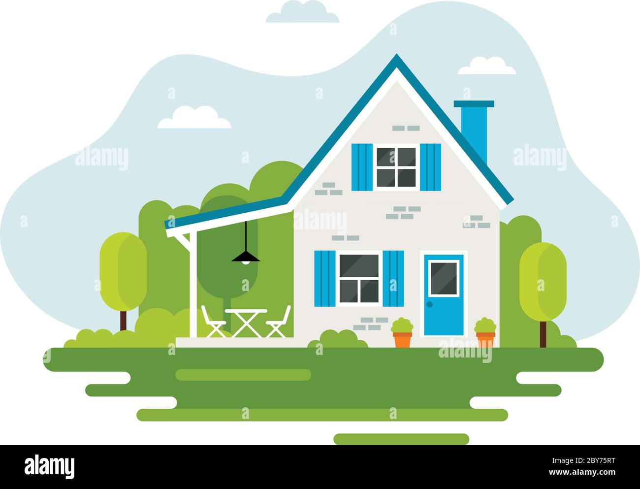 Cute house in flat style, vector illustration, real estate, housing ...
