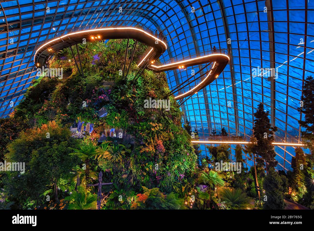 Cloud Forest,Singapore-April 27th,2018:Magnificent indoor man made ...