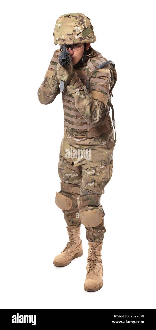 Modern soldier with rifle Stock Photo - Alamy