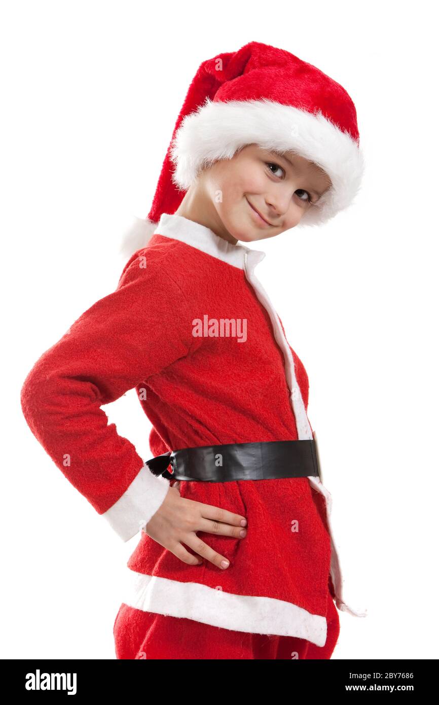 Boy dressed as Santa Claus Stock Photo - Alamy