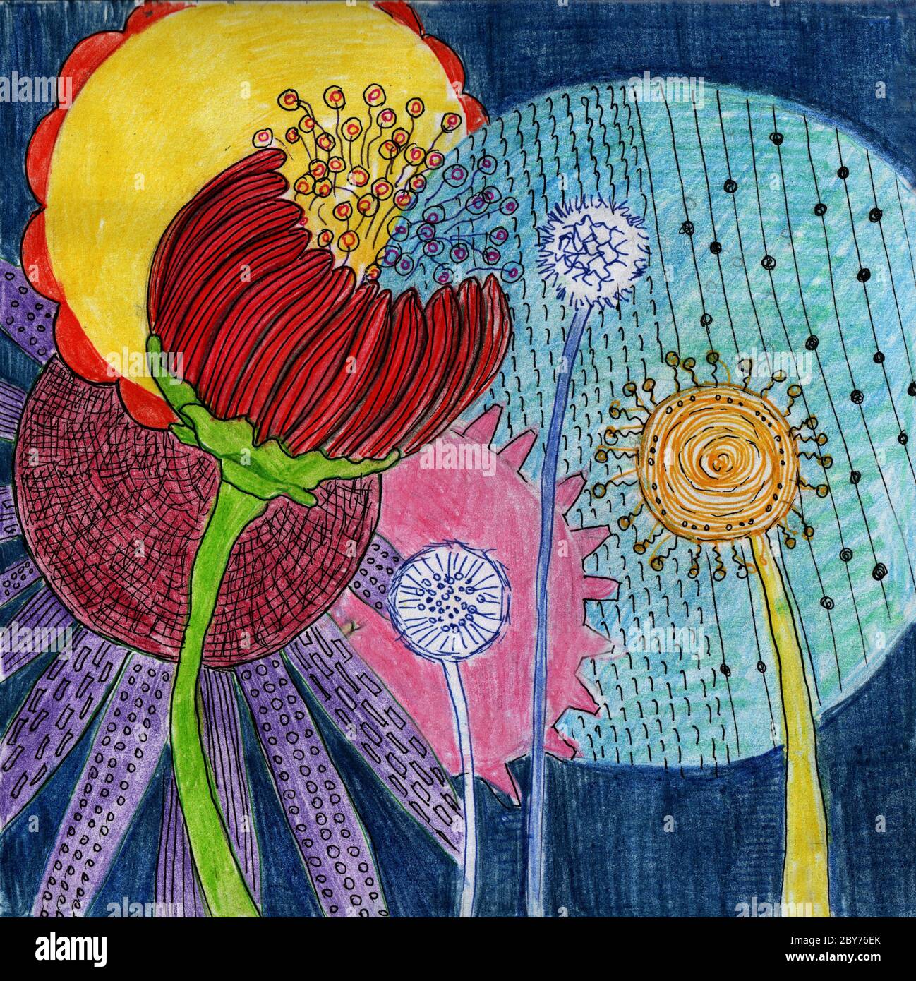 Abstract flower pencil drawing Stock Photo - Alamy