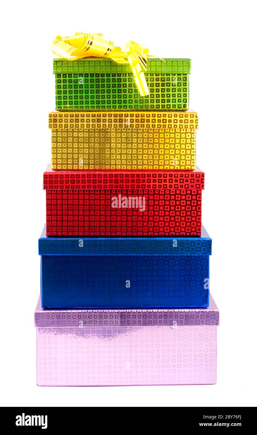 Gift box gold colour Cut Out Stock Images & Pictures - Alamy
