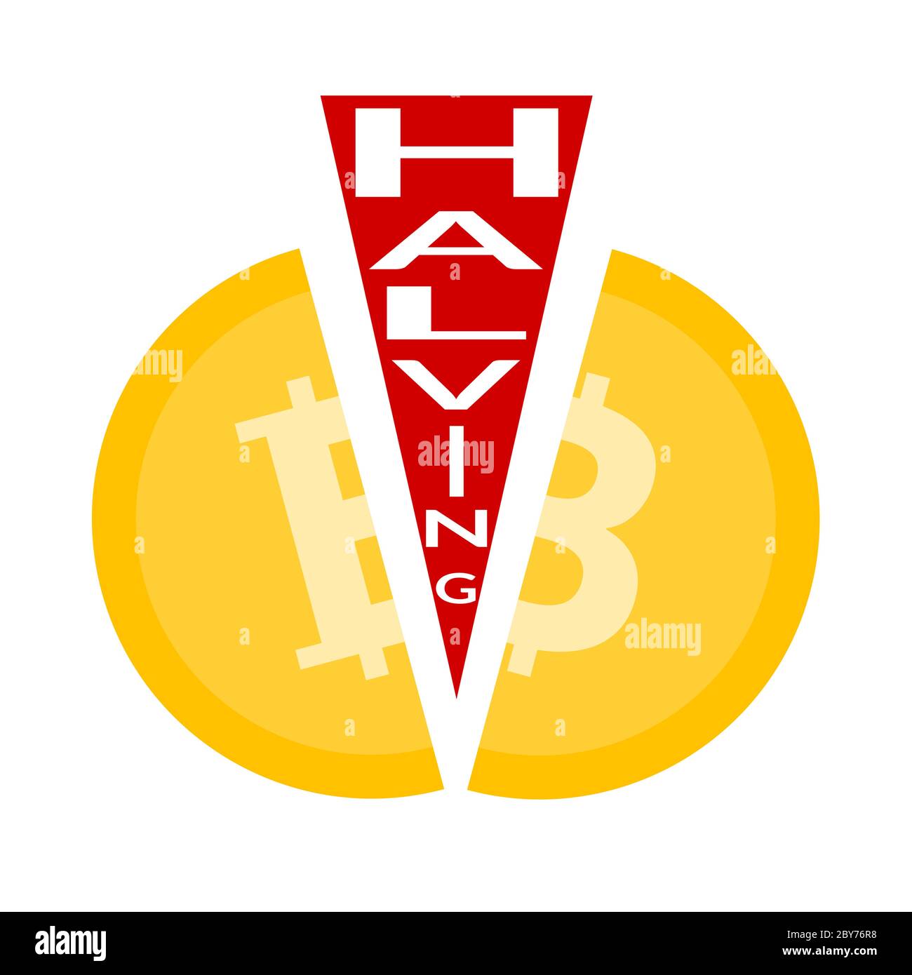 Bitcoin halving concept. Cracked bitcoin. Block rewards is reduced in 2 ...