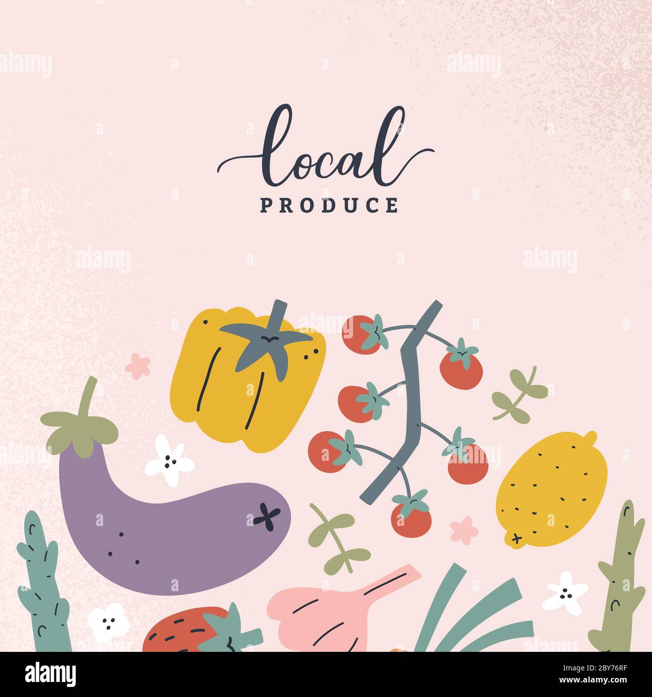 Vegetable poster, farmers market banner, hand drawn illustration with ...