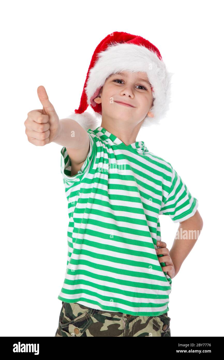 Boy dressed as Santa Claus Stock Photo - Alamy