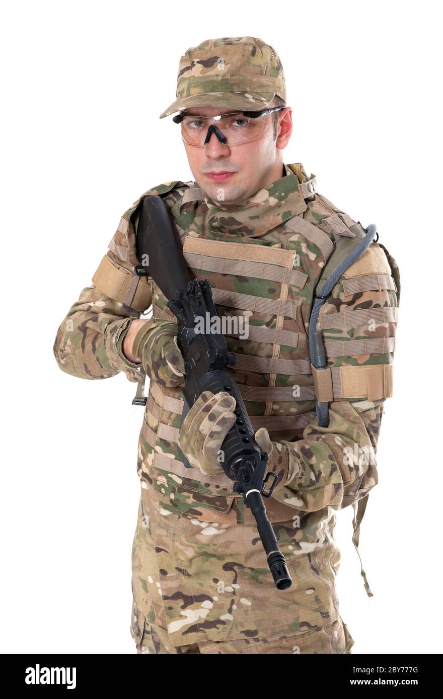 Modern soldier with rifle Stock Photo - Alamy