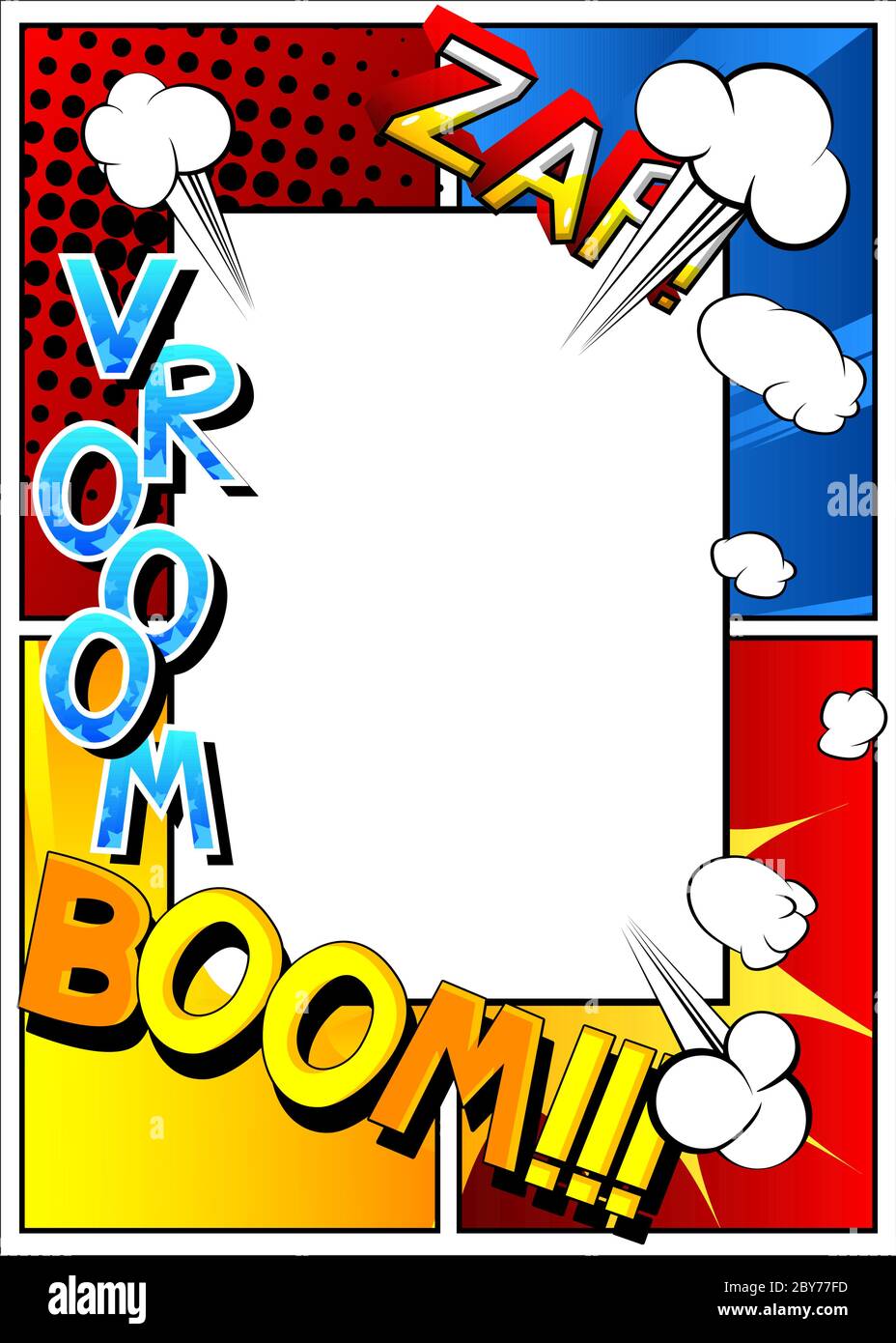 Vector pop-art style comic book page template background with ...