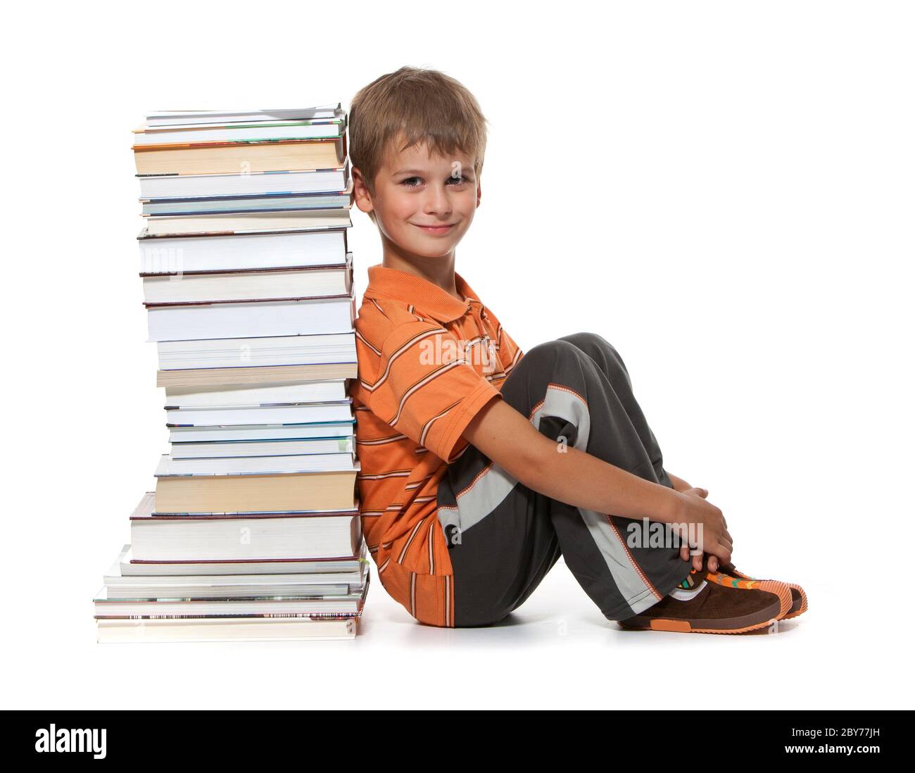 Boy and books Stock Photo - Alamy