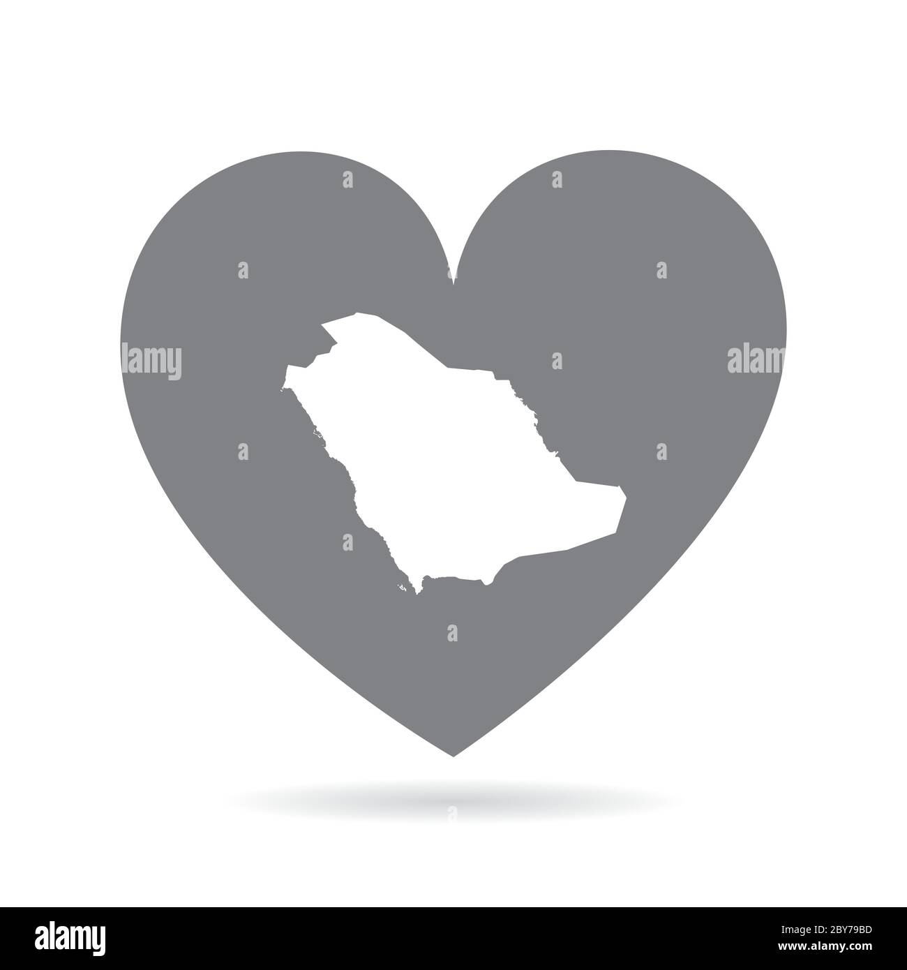 Saudi Arabia country map inside a grey love heart. National pride Stock ...