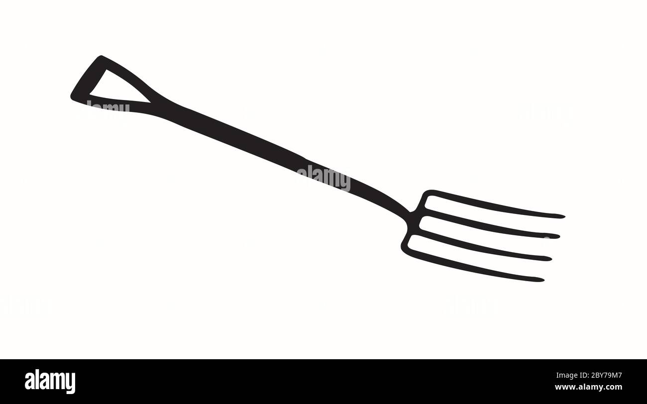 Black garden pitchfork icon isolated Cut Out Stock Images & Pictures ...