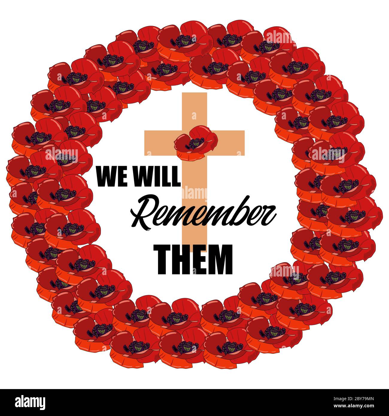 Remembrance day November 11 square card with red poppies on the edges ...