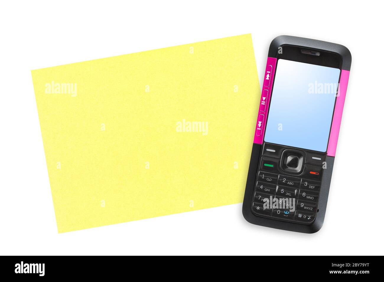 Mobile phone and note paper Stock Photo - Alamy