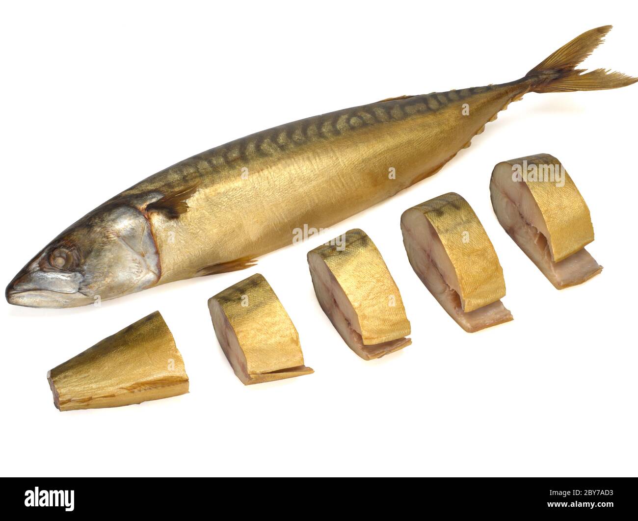 Cold smoked mackerel fish isolated on white background Stock Photo - Alamy