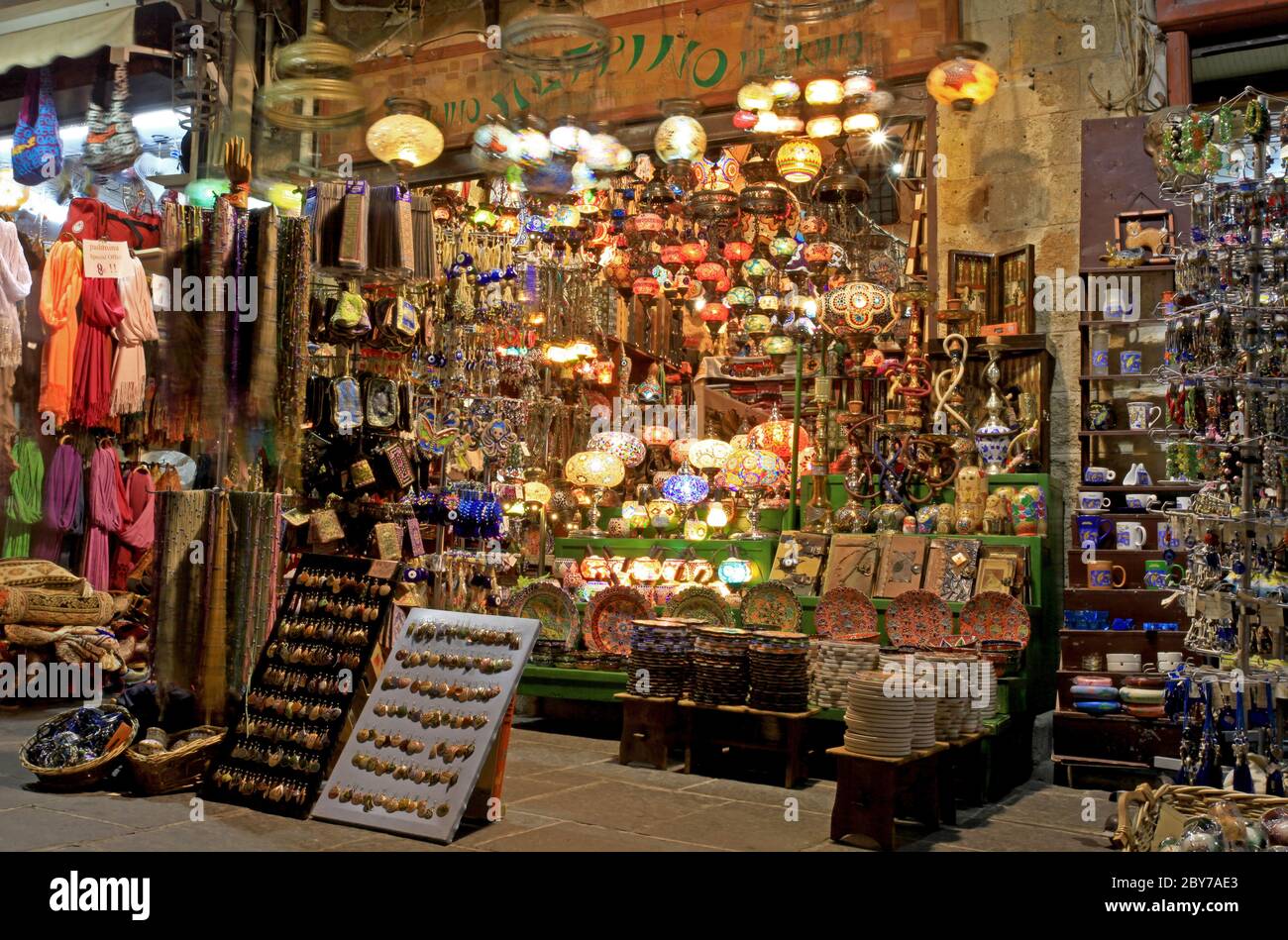 Traditional Shopping in Rhodes town Stock Photo - Alamy