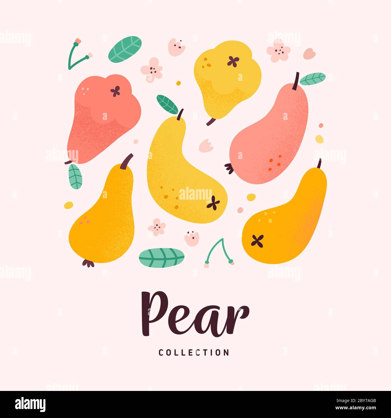 various pears collection, doodle cartoon drawing, isolated vector ...