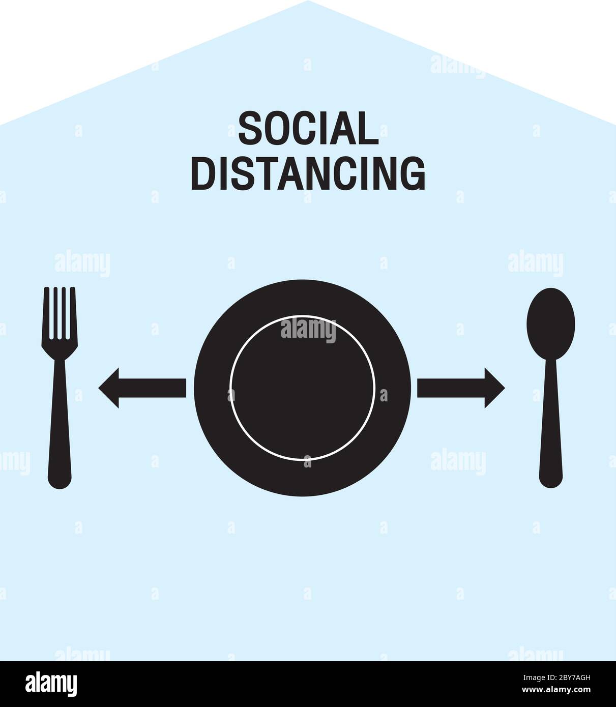 Keep a safe distance when eating. Simple vector icon over white ...