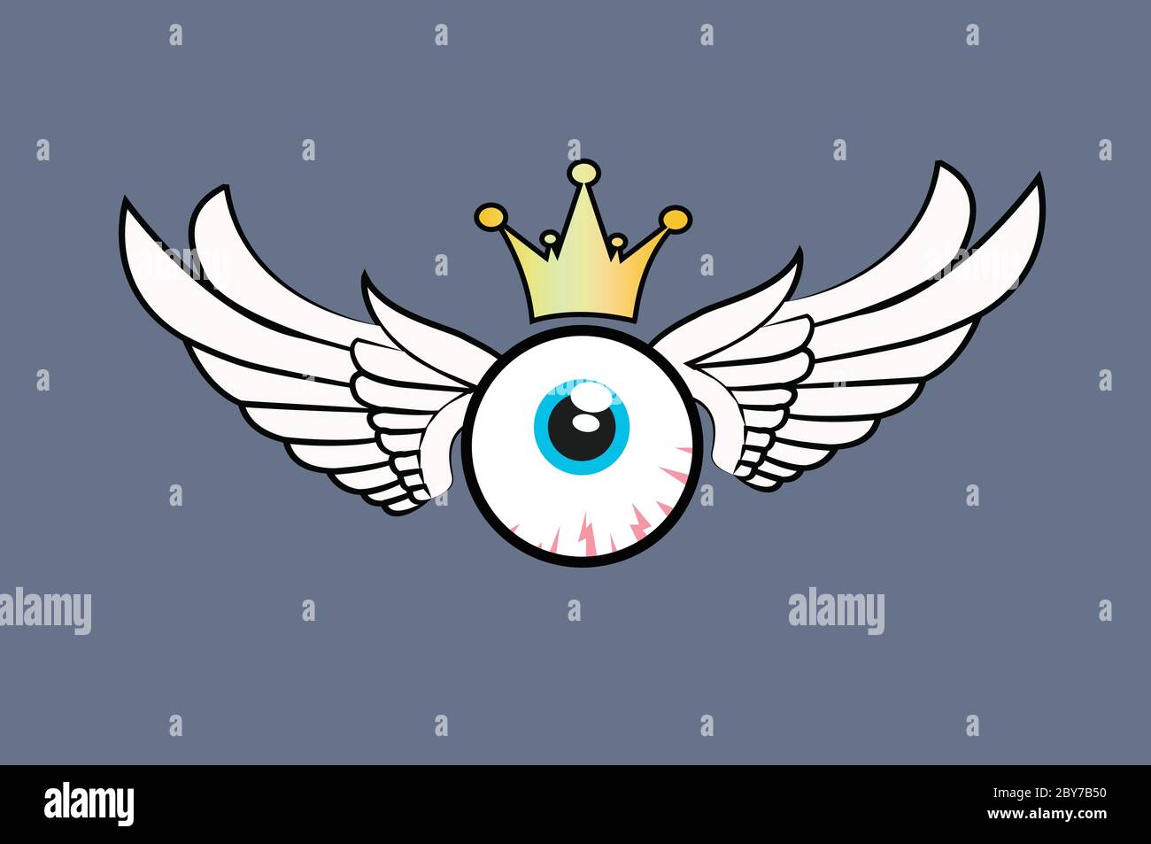 Vector Isolated Illustration of an Eye with Wings and Crown Stock ...