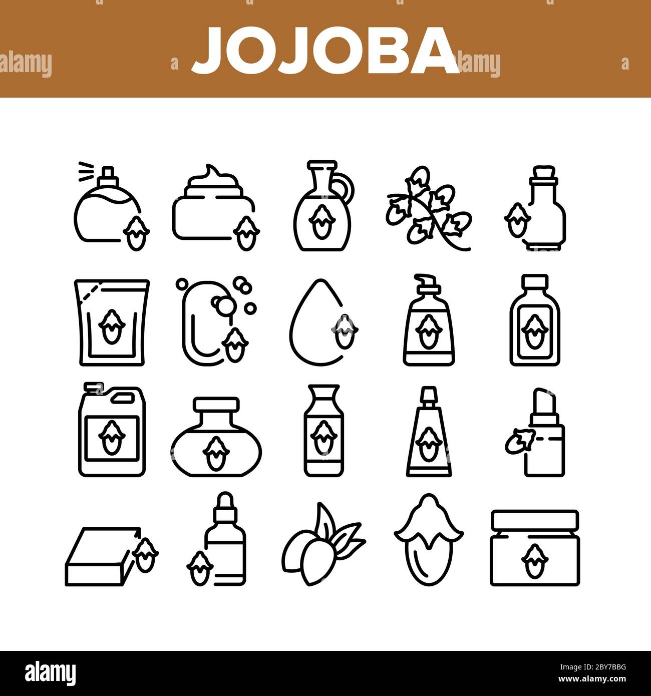 Jojoba Natural Product Collection Icons Set Vector Stock Vector Image ...