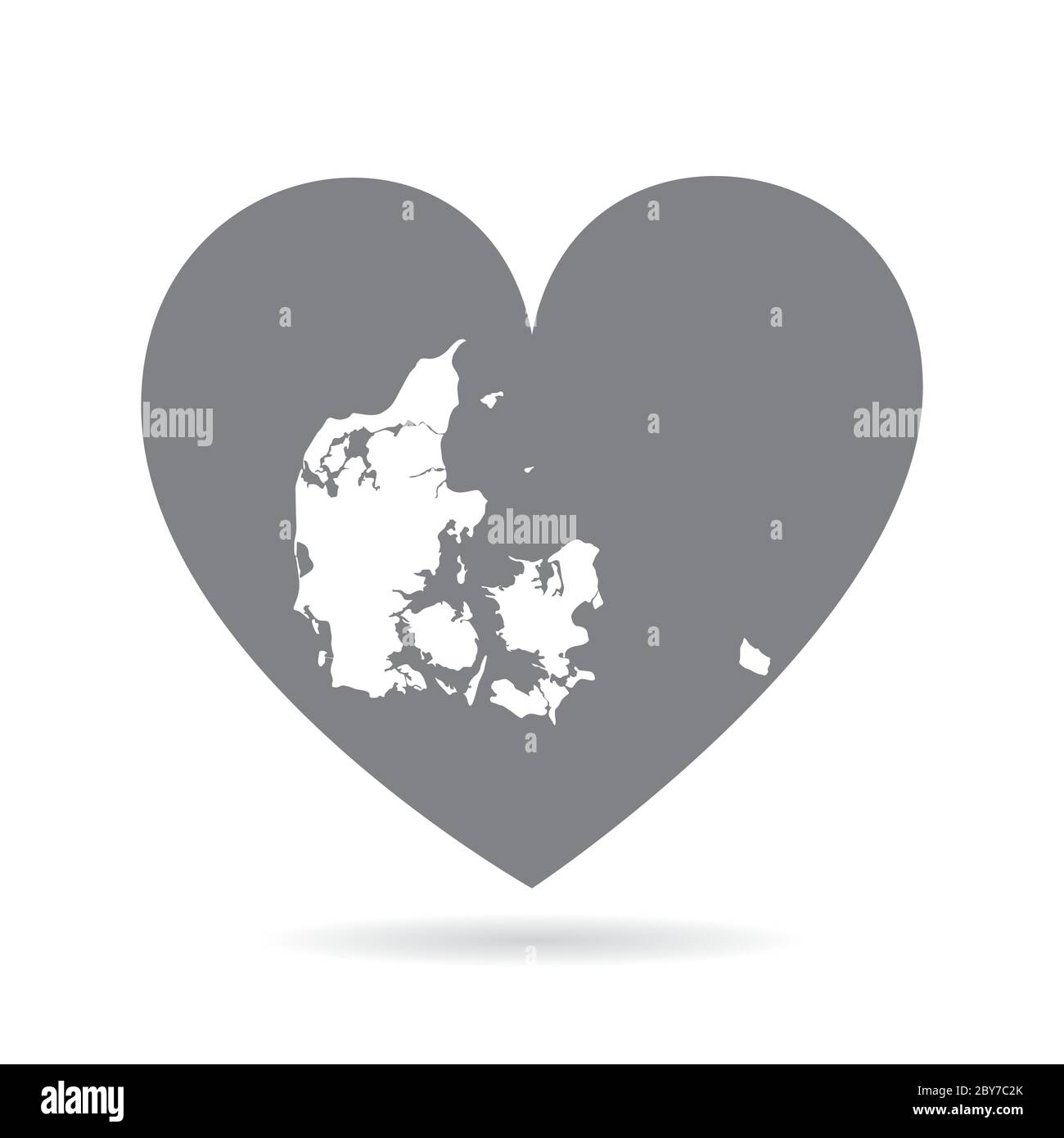 Denmark country map inside a grey love heart. National pride Stock ...