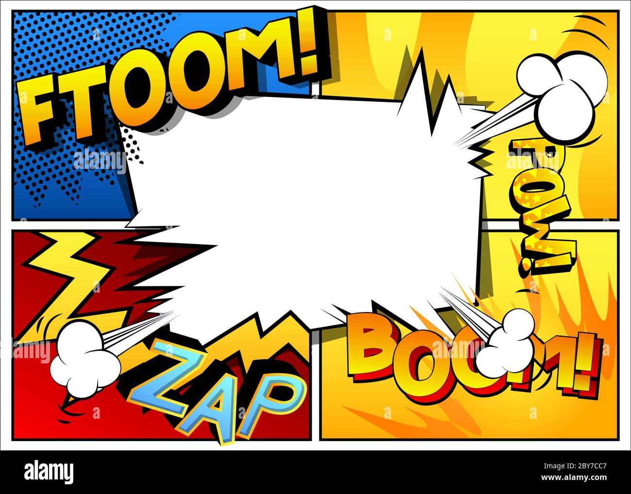 Vector pop-art style comic book page template background with ...