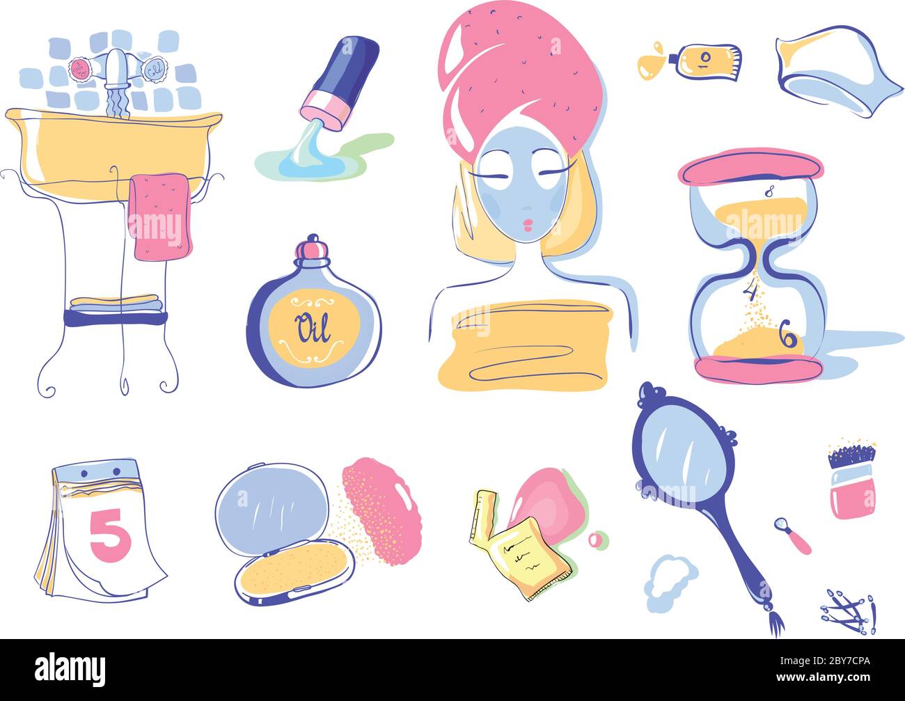 Vector Illustration Set of 10 Health and Beauty Objects Stock Vector ...