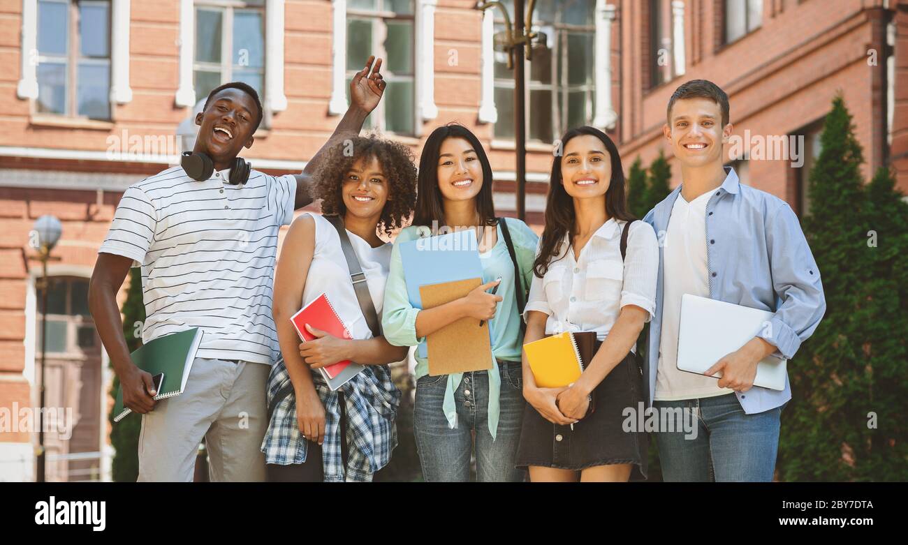 Freshmen Orientation Concept. Group Of First Year Students Posing ...