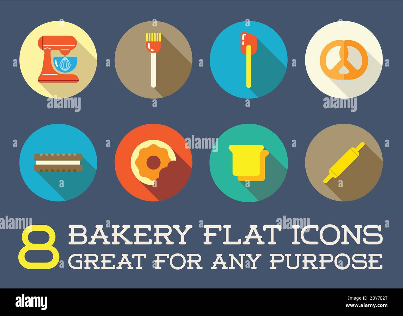 Set of Vector Bakery Pastry Elements and Bread Icons Illustration can ...