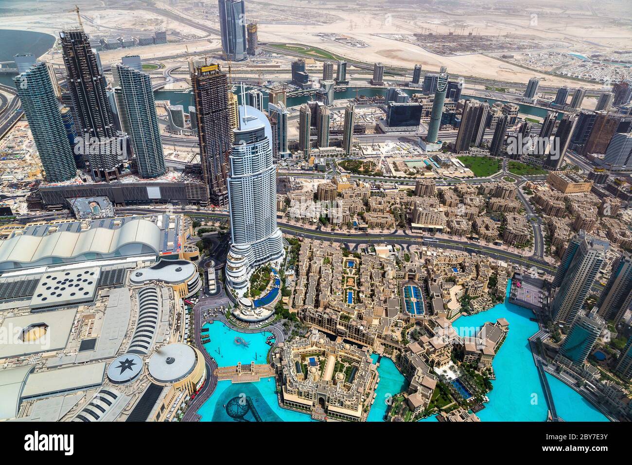 Aerial view of downtown Dubai in a summer day, United Arab Emirates ...
