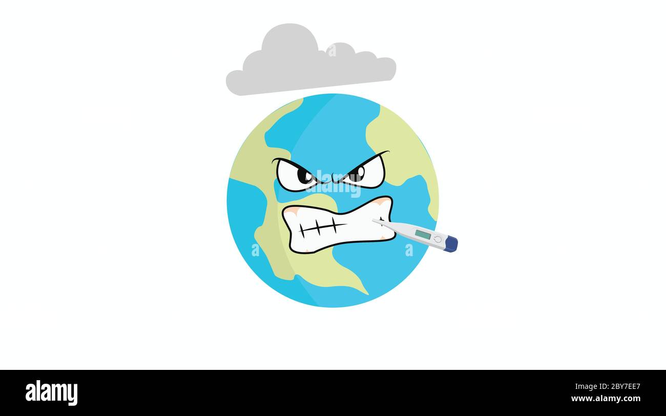 Vector Cartoon Isolated Illustration of an Angry Contaminated Earth ...