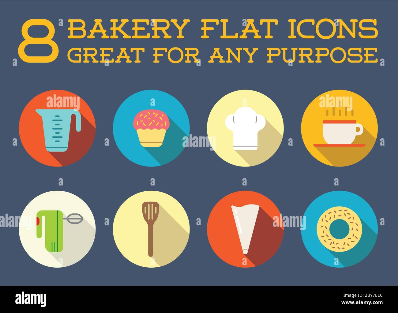 Set of Vector Bakery Pastry Elements and Bread Icons Illustration can ...