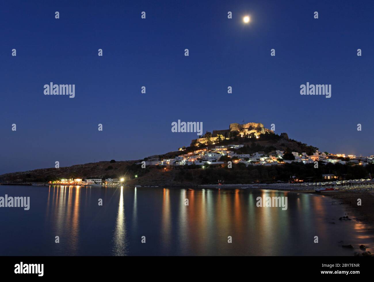 Lindos rhodes night hi-res stock photography and images - Alamy