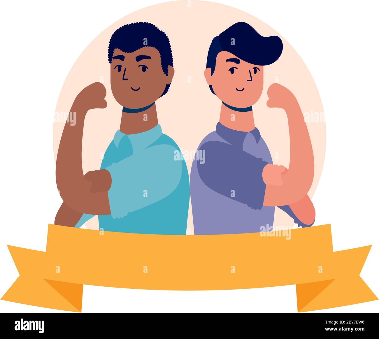 interracial strong men male avatars characters vector illustration ...