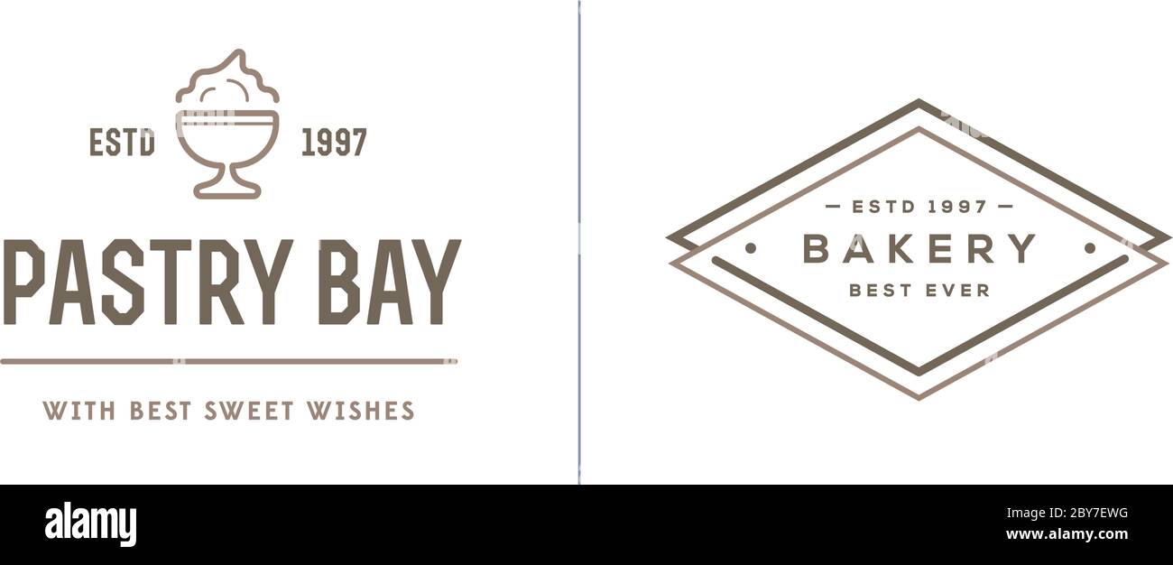 Set of Vector Bakery Pastry Elements and Bread Icons Illustration can ...