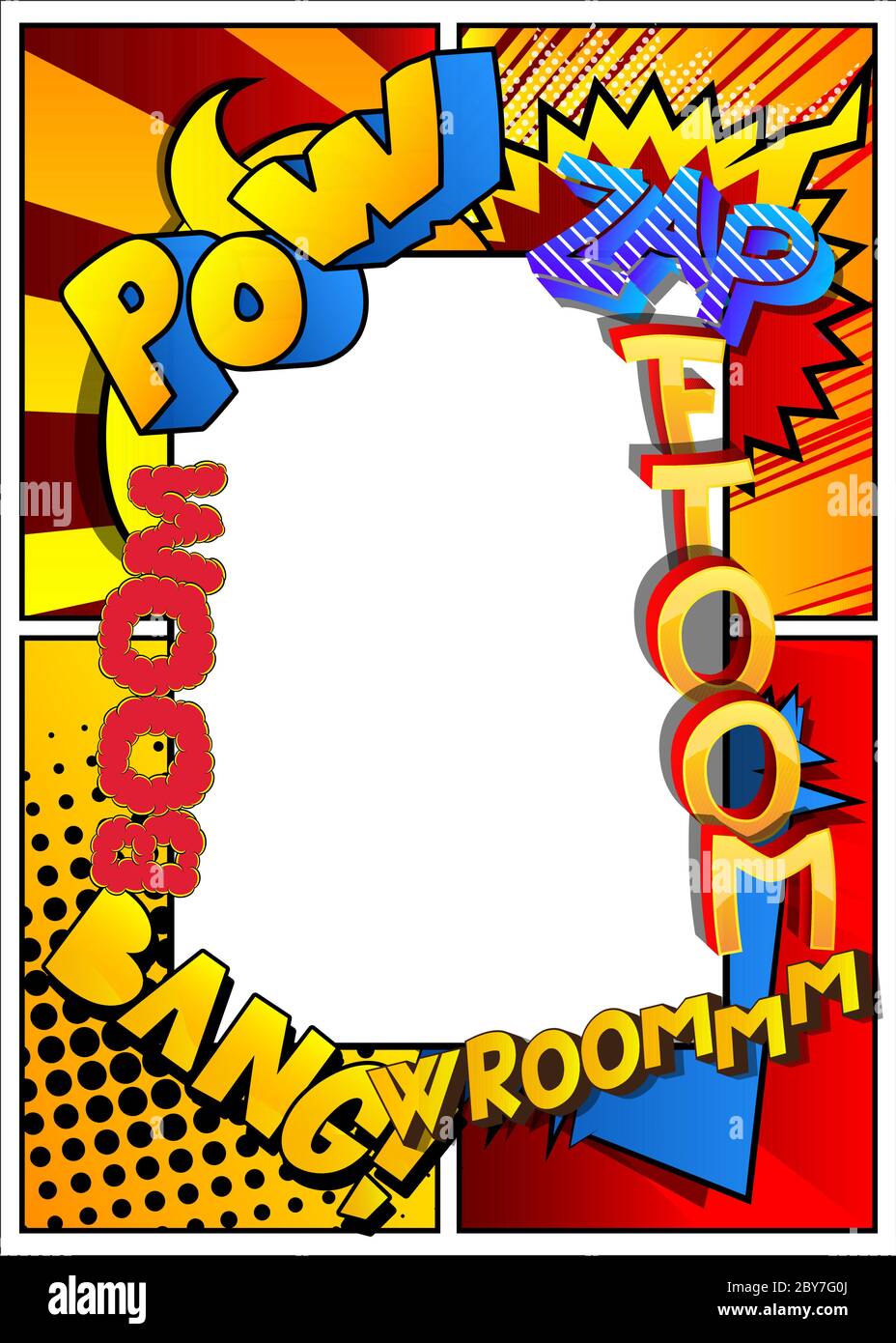 Vector pop-art style comic book page template background with ...