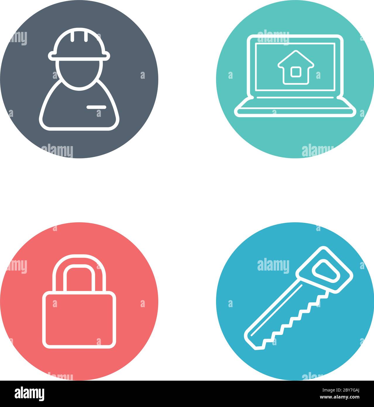 Vector Round Circle Buttons with Icons can be used as Logo or Icon ...