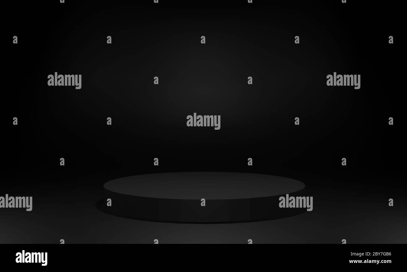 3D rendering of blank, large, flat circular display podium or pedestal ...