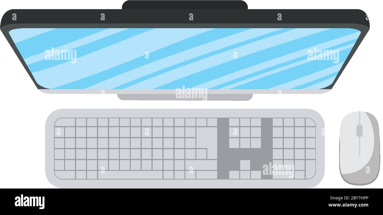 desktop computer with mouse and keyboard vector illustration design ...