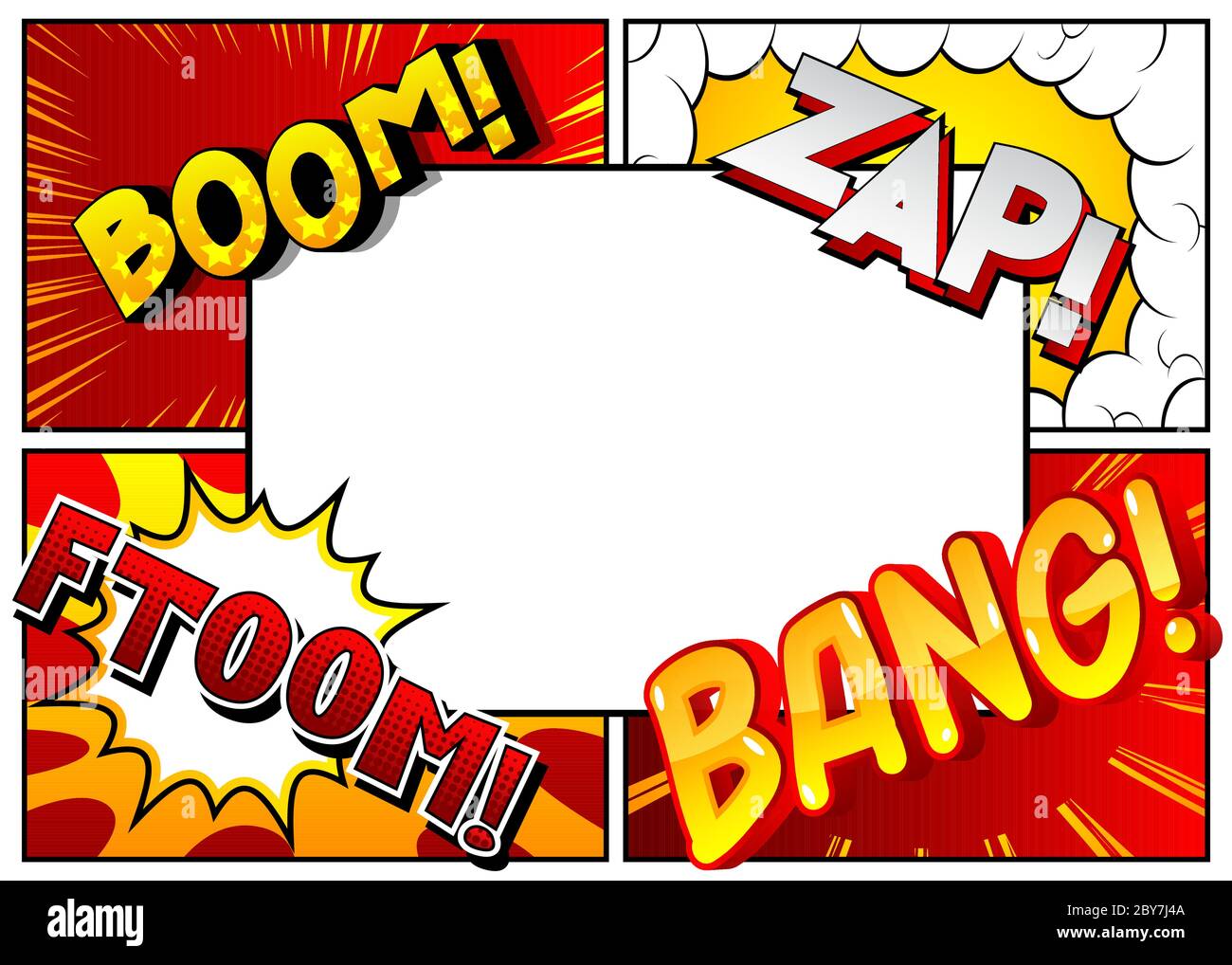 Vector pop-art style comic book page template background with ...