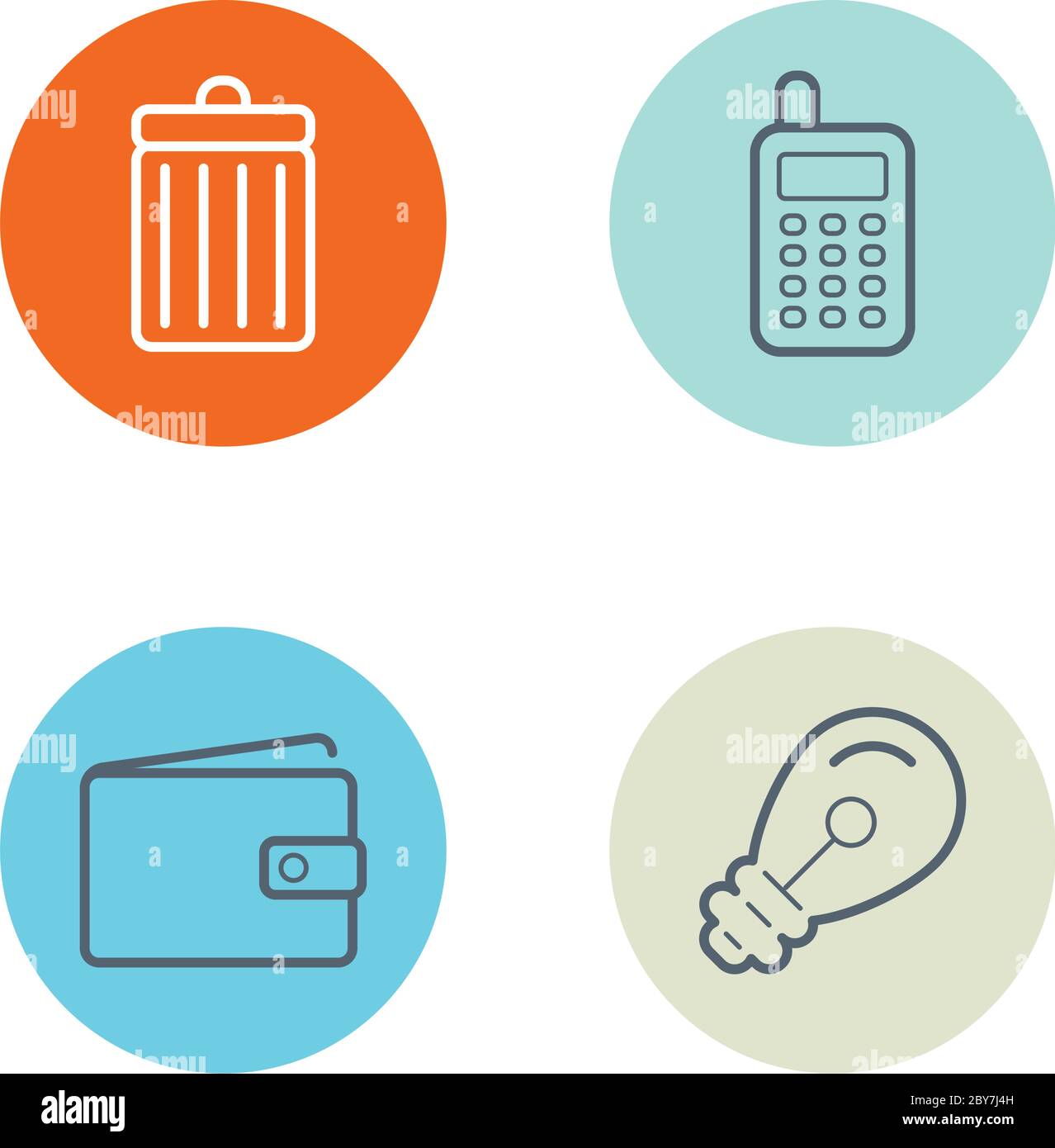 Vector Round Circle Buttons with Icons can be used as Logo or Icon ...