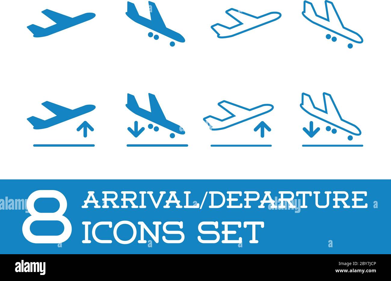 Aircraft or Airplane Icons Set Collection Vector Silhouette Arrivals ...