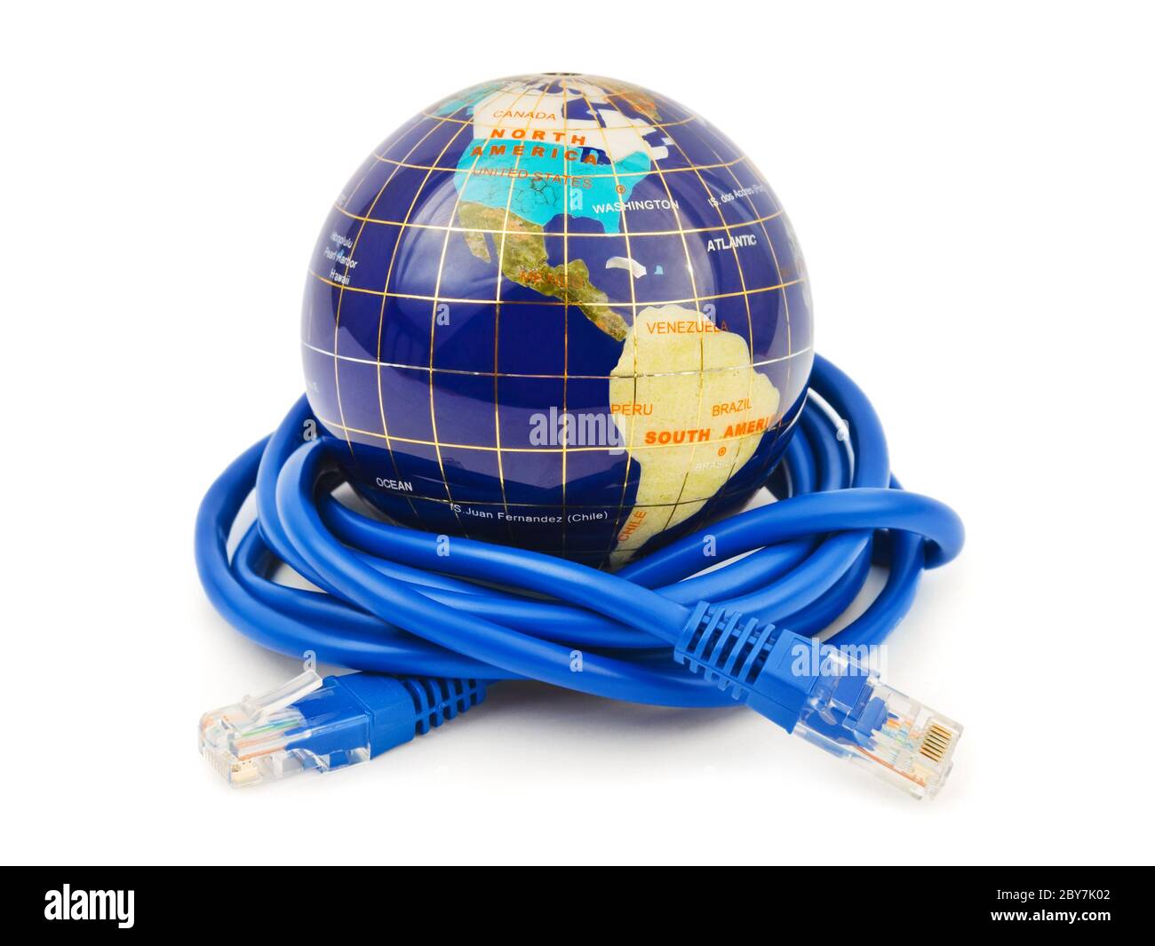 Globe and internet cable Stock Photo - Alamy