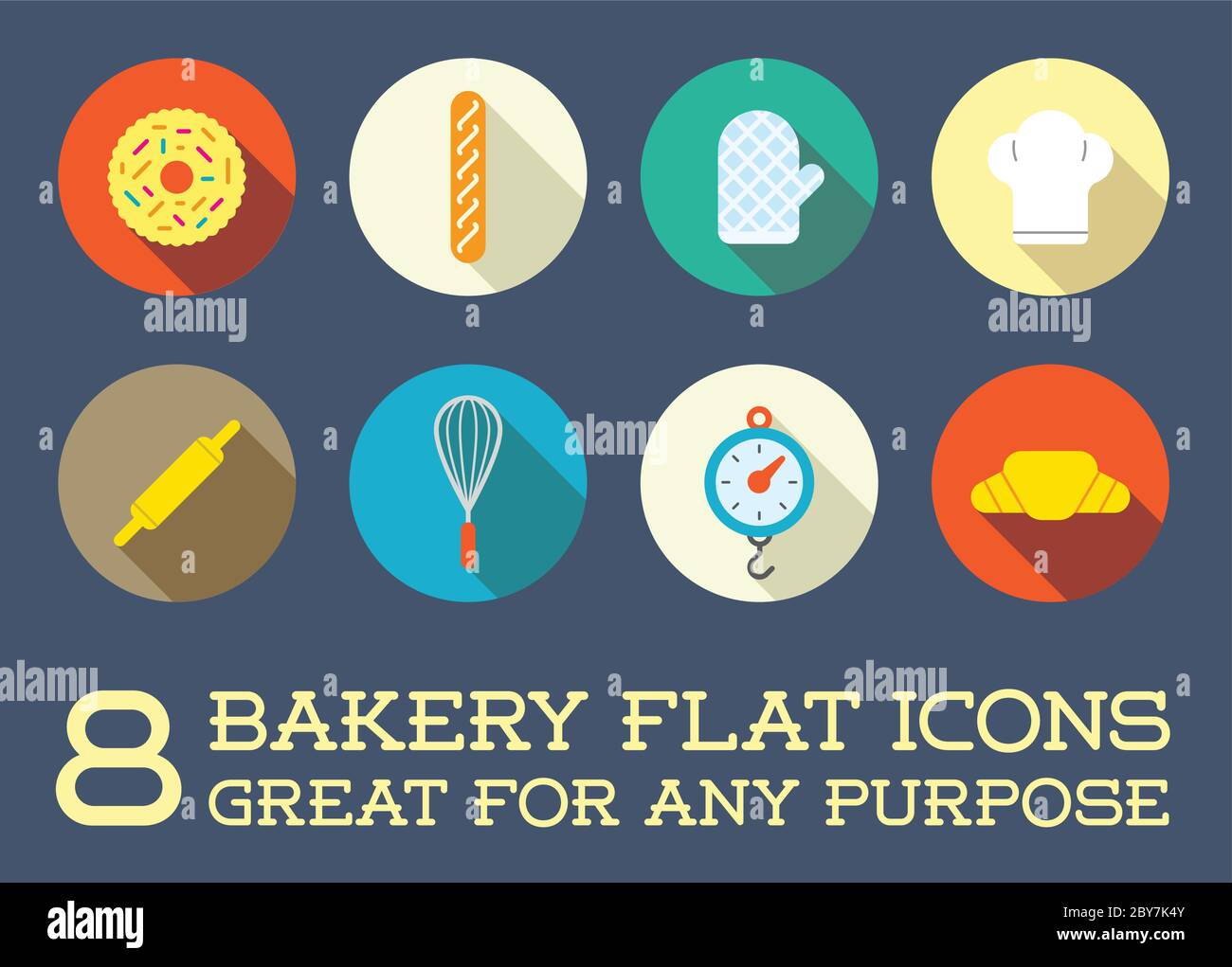 Set of Vector Bakery Pastry Elements and Bread Icons Illustration can ...