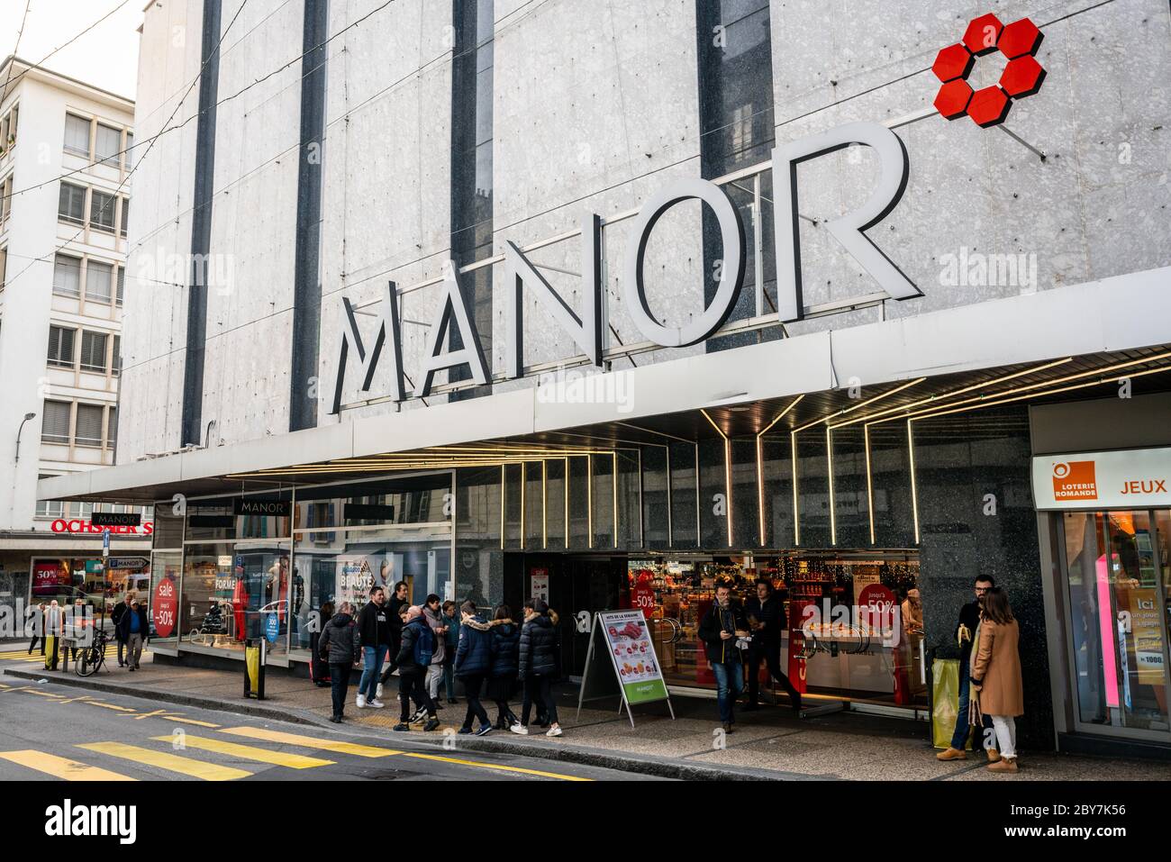 Geneva Switzerland , 3 January 2020 : Manor AG department store ...