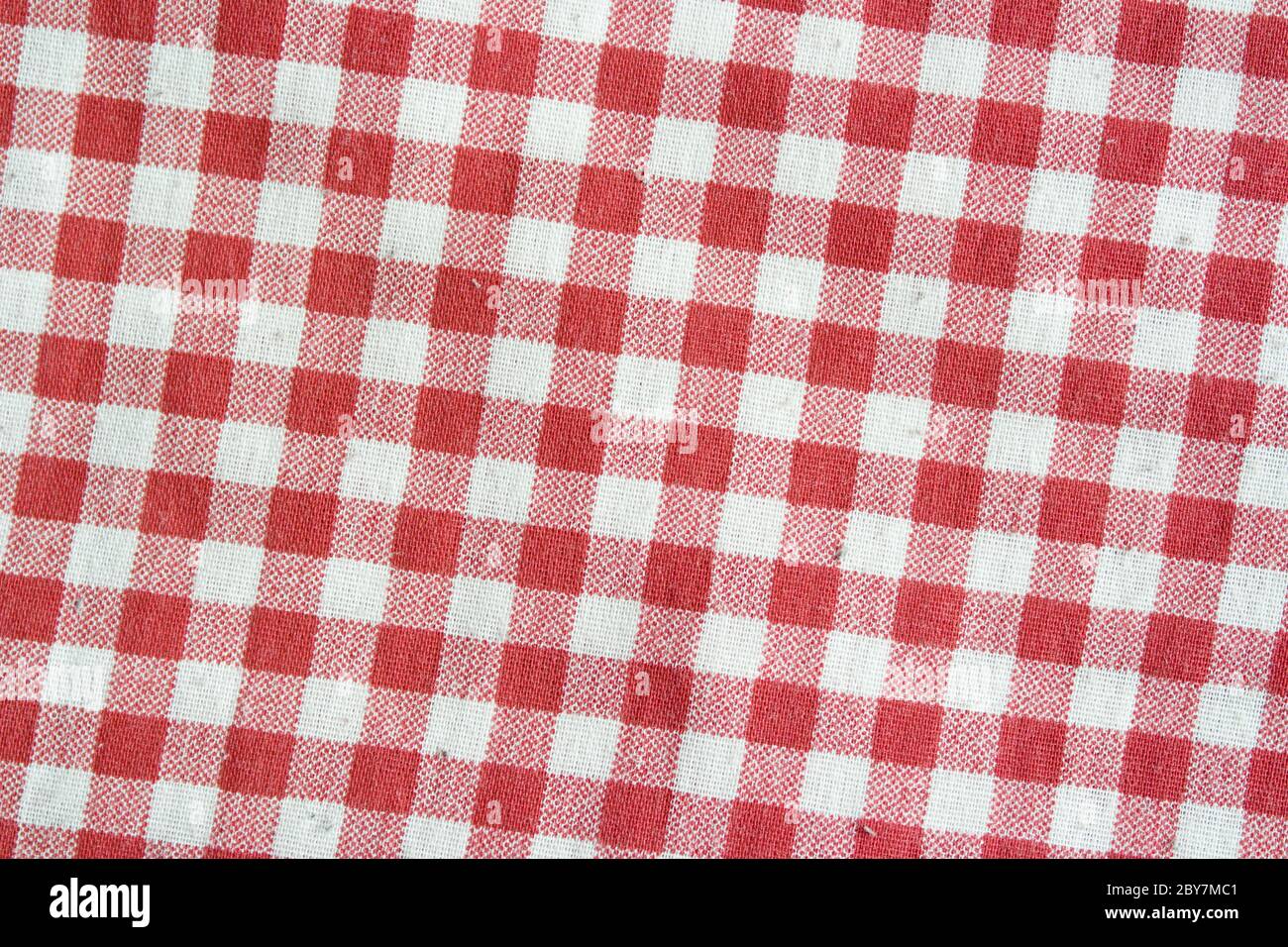 Real picnic tablecloth. Red and white checkered high detail fabric ...