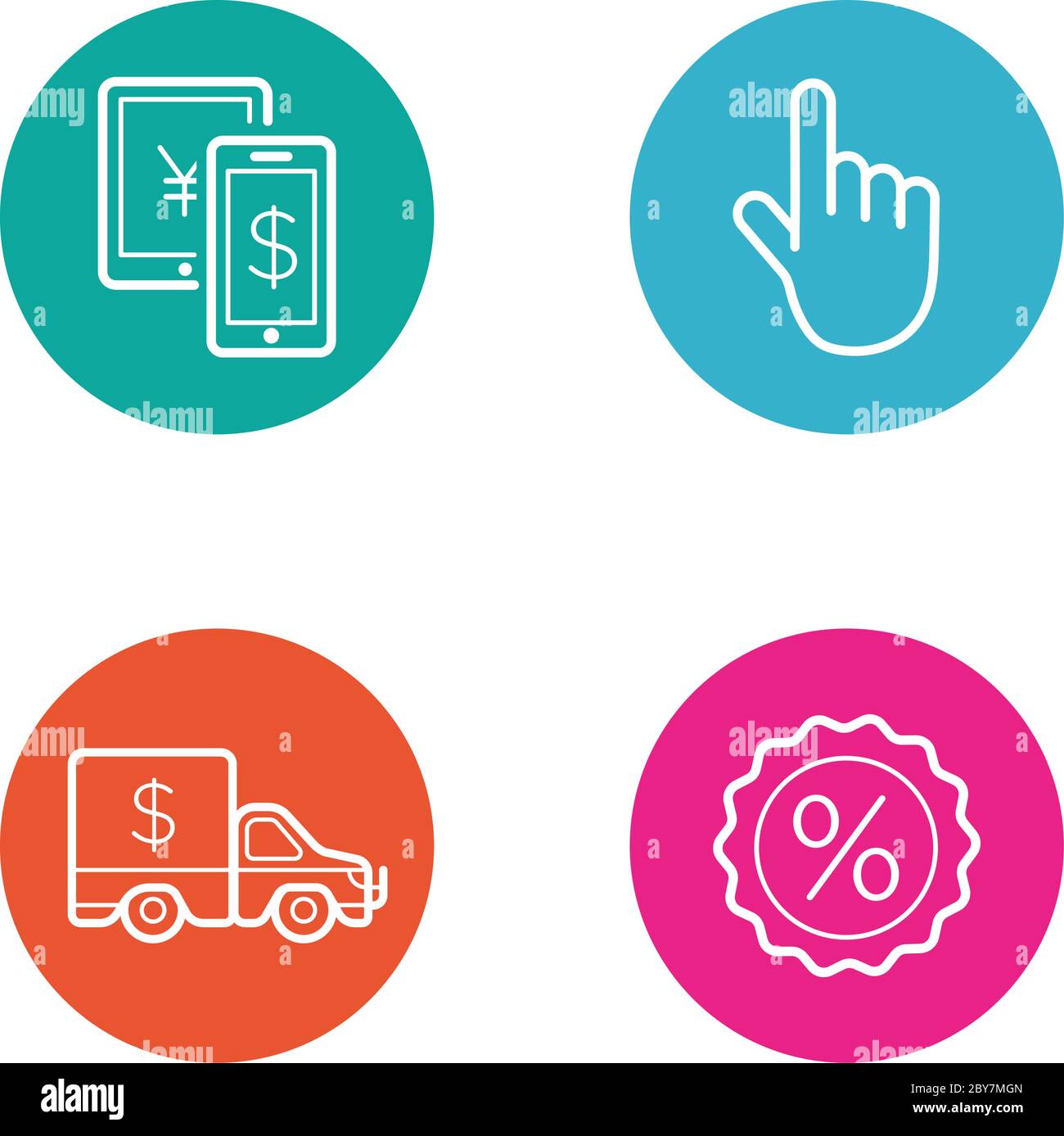 Vector Round Circle Buttons with Icons can be used as Logo or Icon ...