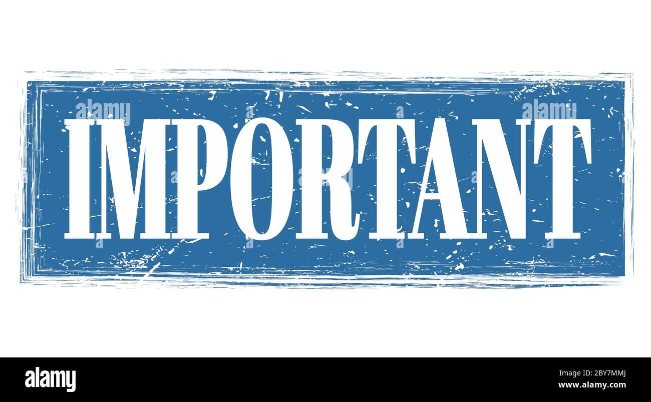 IMPORTANT blue rectangle stamp Stock Photo - Alamy