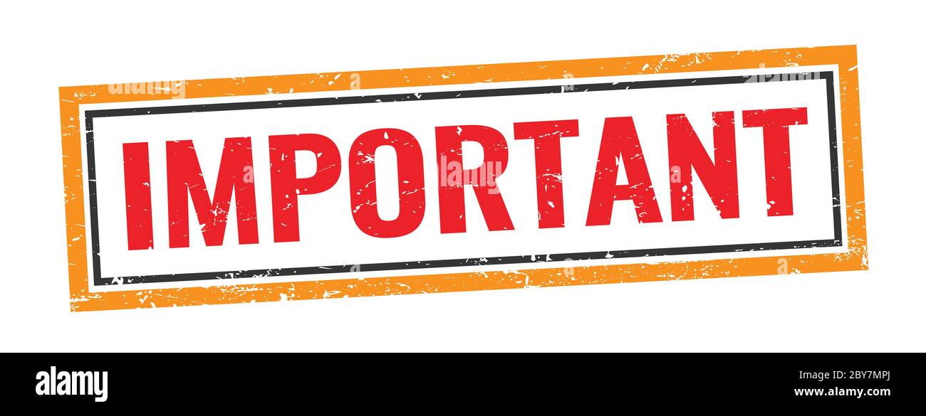 IMPORTANT red orange rectangle stamp Stock Photo - Alamy